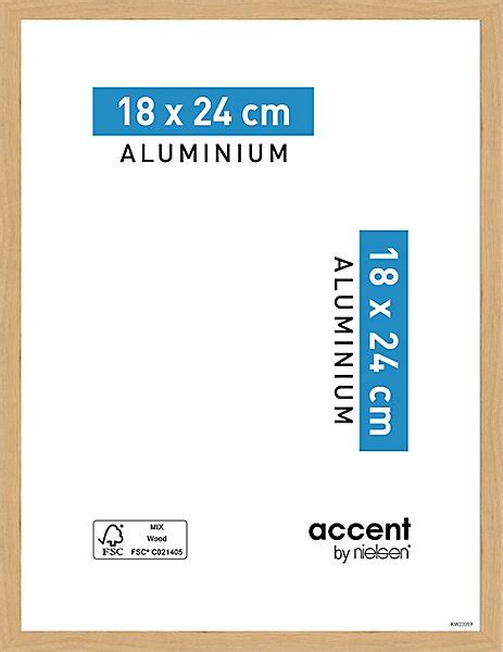 Cadre Photo Aluminium Chêne Accent L 18 X H 24 Cm
