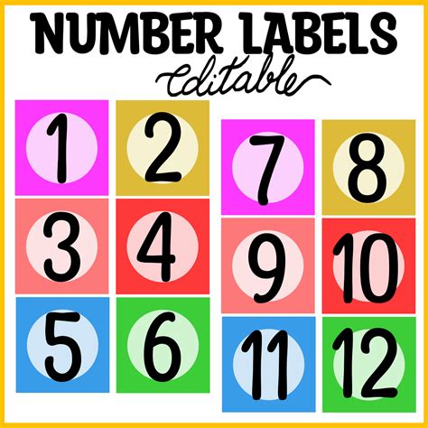 Printable Number Labels From 1 To 36 Editable Number Labels Square