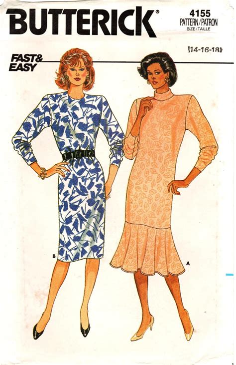Butterick Sewing Pattern 4155 Misses Semi Fitted Straight Dress In