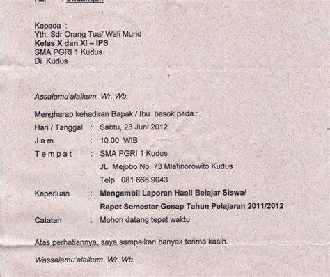 Contoh Surat Undangan Perpisahan Kelas Xii