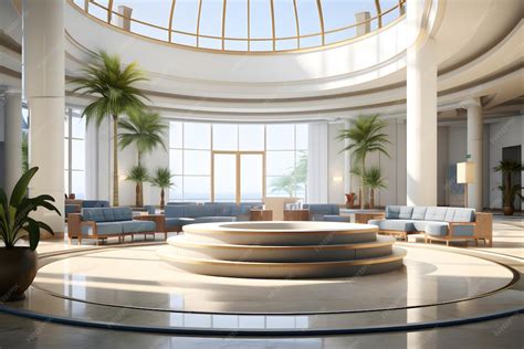 Premium Ai Image Hotel Lobby With A Circular Rotunda And Skylights