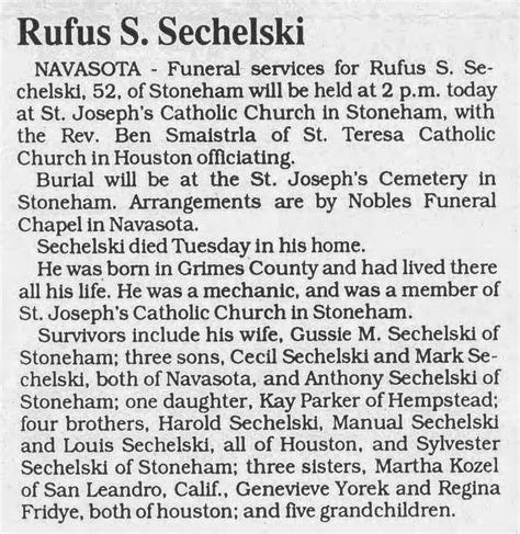 Rufus Stash Sechelski 1936 1988 Find A Grave Memorial