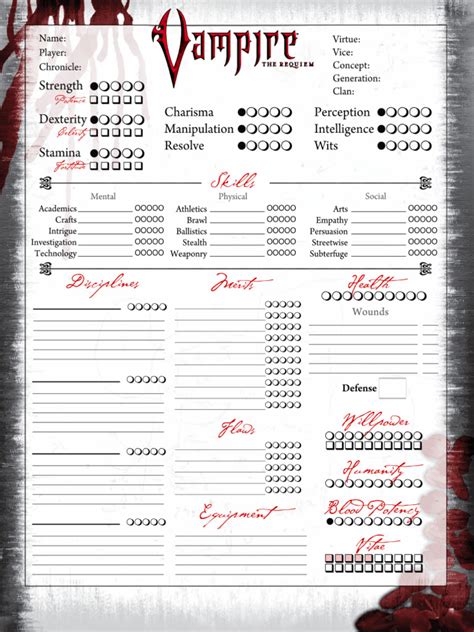 Vampire The Requiem Character Sheet Pdf