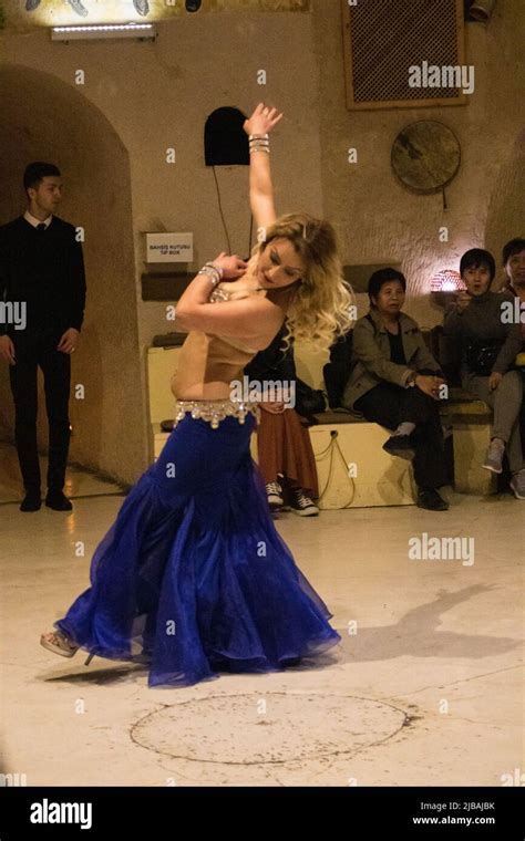 A Turkish Female Dancer Performing A Küçek Belly Dance For Tourists In