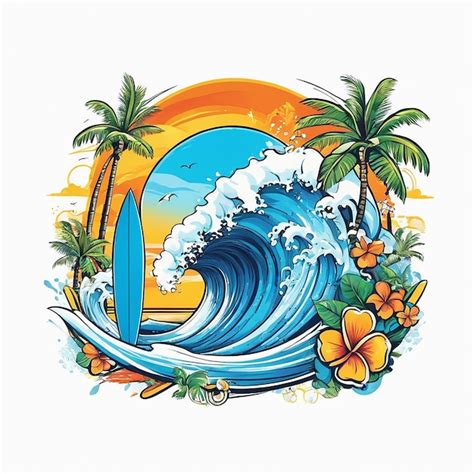 Premium Photo Tshirt Design Illustration Surf Graffiti Hawaii
