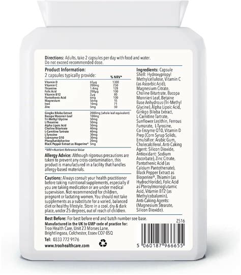 Focusfusion Plus 60 Capsules Daily Cognitive Function Supplement To