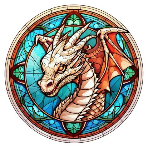 Premium Ai Image A Close Up Of A Dragon In A Stained Glass Window Generative Ai