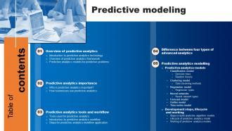 Table Of Contents Predictive Modeling Ppt Powerpoint Presentation Summary Design Ideas PPT Example
