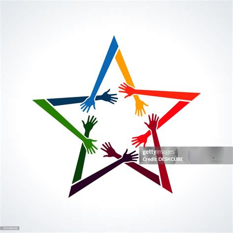 Vector Multiracial Human Hands In A Star High Res Vector Graphic