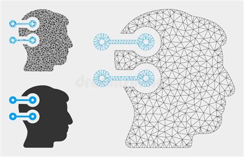 Head Connectors Vector Mesh Wire Frame Model And Triangle Mosaic Icon