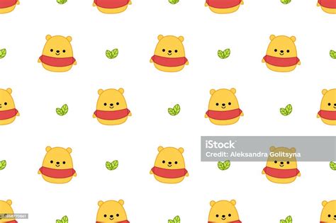 노란 곰이 있는 유치한 배경 스퀴시멜로 귀여운 곰 Kawaii 벡터 0명에 대한 스톡 벡터 아트 및 기타 이미지 0명 곰 노랑 Istock