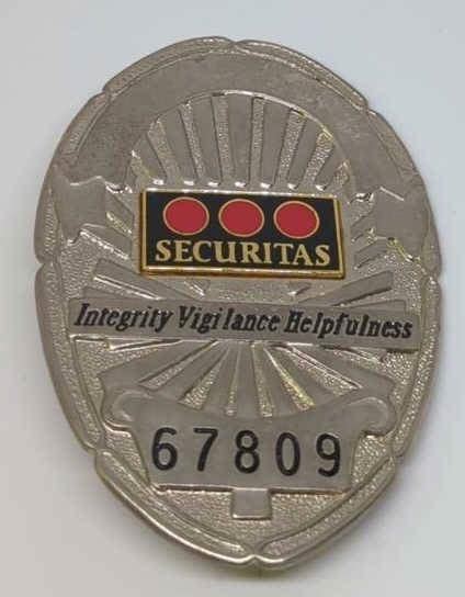 Vintage Securitas Security Guard Badge 647809 Jan 06 2023 Kraft