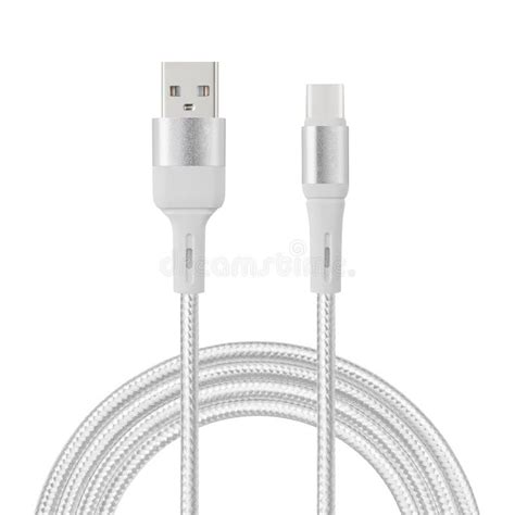 White Cable For Charging And Synchronization With Type C And Usb