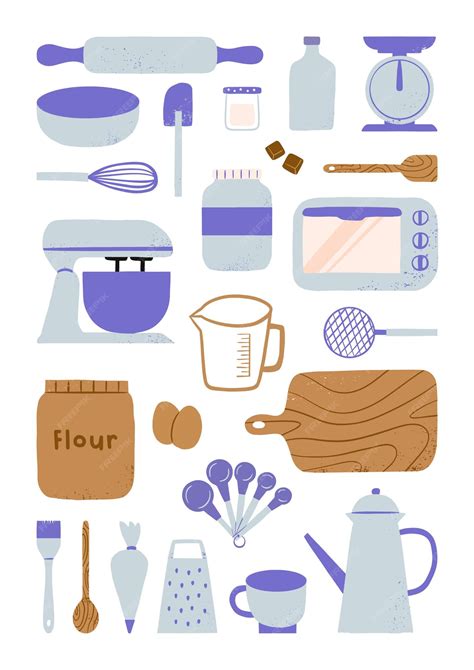 Premium Vector Hand Drawn Baking Tools And Equipment Bakery Kitchen