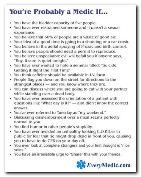 Youre Probably A Medic If Paramedic Quotes Emt Humor Ems Humor
