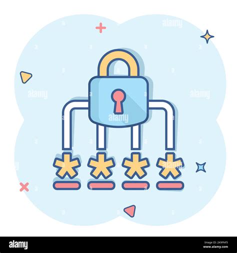 Login Icon In Comic Style Password Access Cartoon Vector Illustration