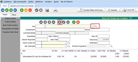 Tms Cadastro De Ordem De Compras Campo Item Aparecendo Desabilitado