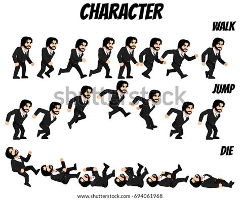 Game Kits Adventure Character Sprite Man Stock Vector Royalty Free 694061968
