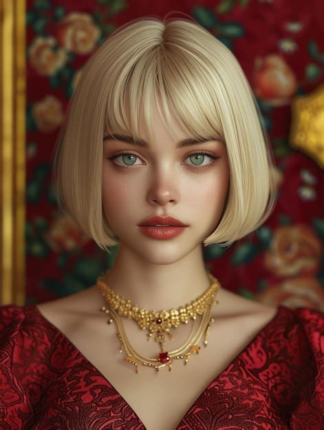 Premium Photo A Woman With Blonde Hair And Red Lipstick