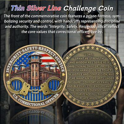 Correctional Officer Prison Police Thin Gray Line Challenge Coin Thank