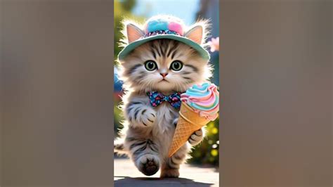 Cat Walk Kittenslovers Kittey Cute Kitten Ice Cream Eat In Kitten
