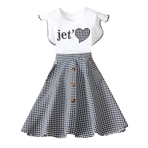 Girls Sweet Dress Cute 3 9y Summer Casual Clothes Daily Wear Ruffle Letter Love Unique Print