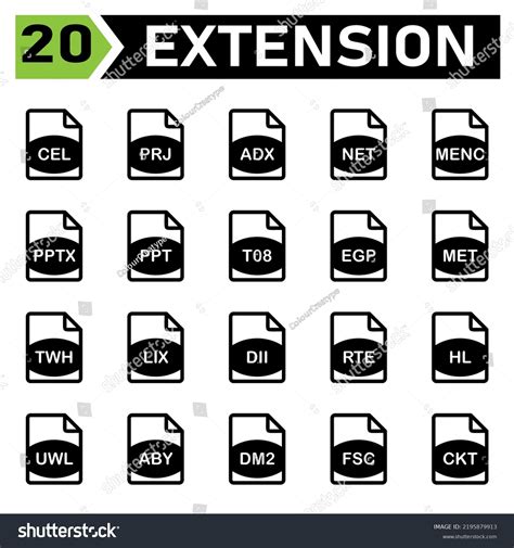 File Extension Icon Include Cel Prj Stock Vector Royalty Free 2195879913 Shutterstock