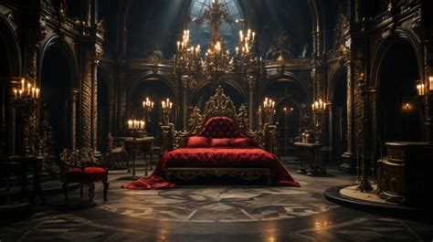 Premium Photo Cinematic Wide Shot Of A King Size Gold Rococo Carved