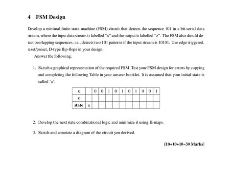 solved 4 fsm design develop a minimal finite state machine