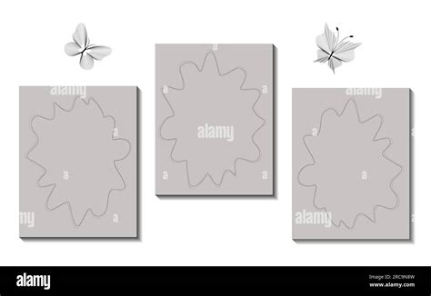 Psychedelic Abstract Posters Collection Wireframe Illustration Set Monochrome Vector Isolated On