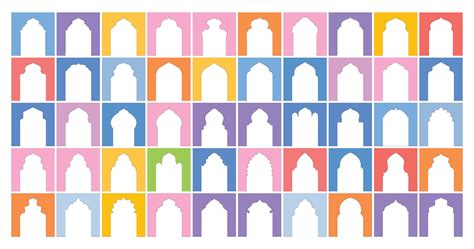 Islamic Arch Design Glyph Inverted Colerful Filled Silhouettes Design Pictogram Symbol Visual