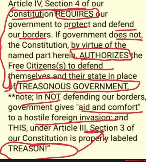 Article Iv Section 4 Of Our I Our Government To Protect And Defend Our Borders If Government
