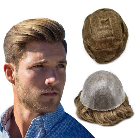 Toupee For Men Hair Piece Real Human Hair Full Poly Skin