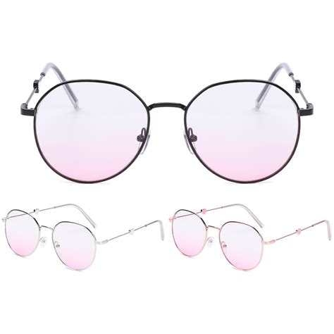 Pink Blush Gradient Myopia Glasses Women Round Met Vicedeal
