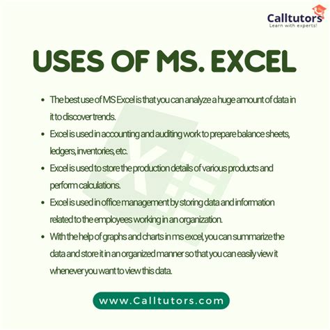 uses of ms excel r coursementor