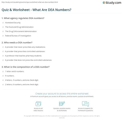 Quiz And Worksheet What Are Dea Numbers