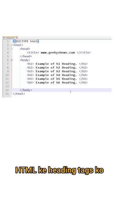 Heading Tags In Html Html Me Heading Tags Ka Kya Role Hai Html