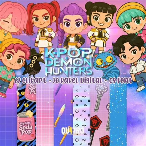 Kit Digital Guerreiras Do K Pop Cliparts Papéis Digitais