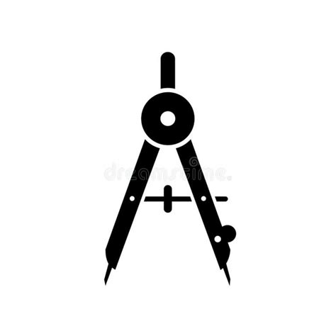 Silhouette Of A Geometric Compass Featuring Two Elongated Arms Joined At A Pivot Stock