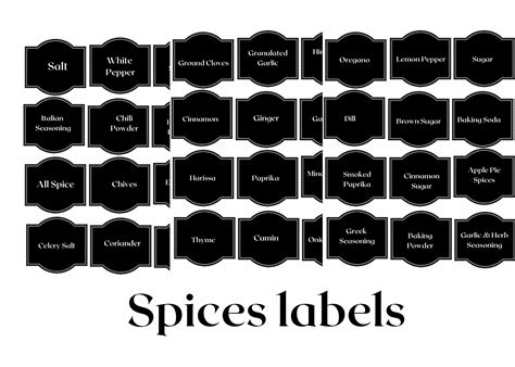 72 Black Printable Spices Labels Aesthetic Spices Labels Jar Labels