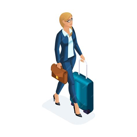 Premium Vector Isometric Of A Beautiful Woman On A Business Trip
