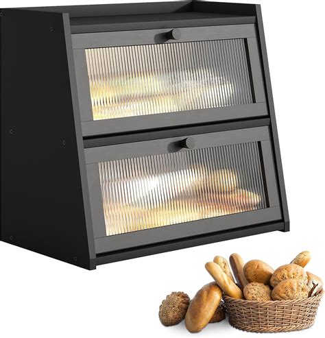 Bmosu Large Double Layer Farmhouse Bread Box For Kitchen