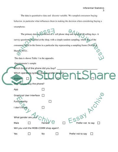 Inferential Statistics Project Example Topics And Well Written Essays