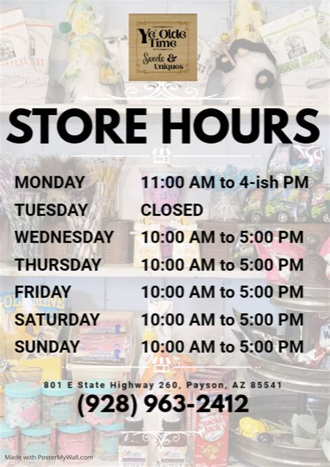 Store Hours Postermywall