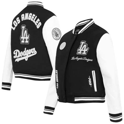 Pro Standard Los Angeles Dodgers Pearls Rib Wool Full Zip Varsity Jacket Black Editorialist