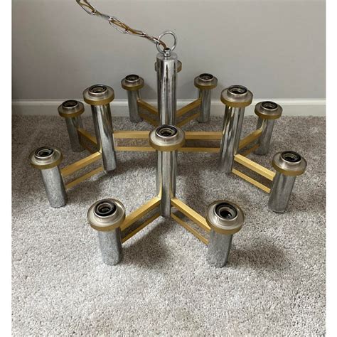 Vintage Modern Sciolari Large 12 Light Chrome And Brass Molecule