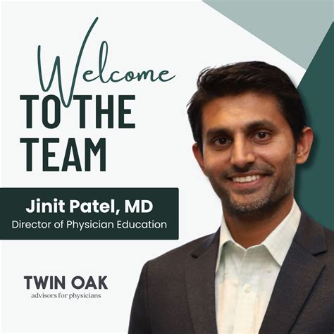 Twin Oak Advisors On Linkedin We Are Excited To Welcome Jinit Patel Md To The Twin Oak Team As