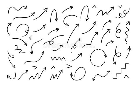 Arrow Sketch Hand Drawn Pointer Direction Swirl Up Down Loop Curve Twist Combine For Dynamic