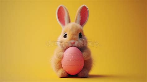 A Small Easter Bunny With A Pink Egg In Its Mouth Stock Illustration Illustration Of Rabbit