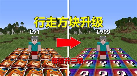 我的世界：行走方块升级，每升3级进化方块！如何通关mc？ 沈杰i 沈杰i 哔哩哔哩视频
